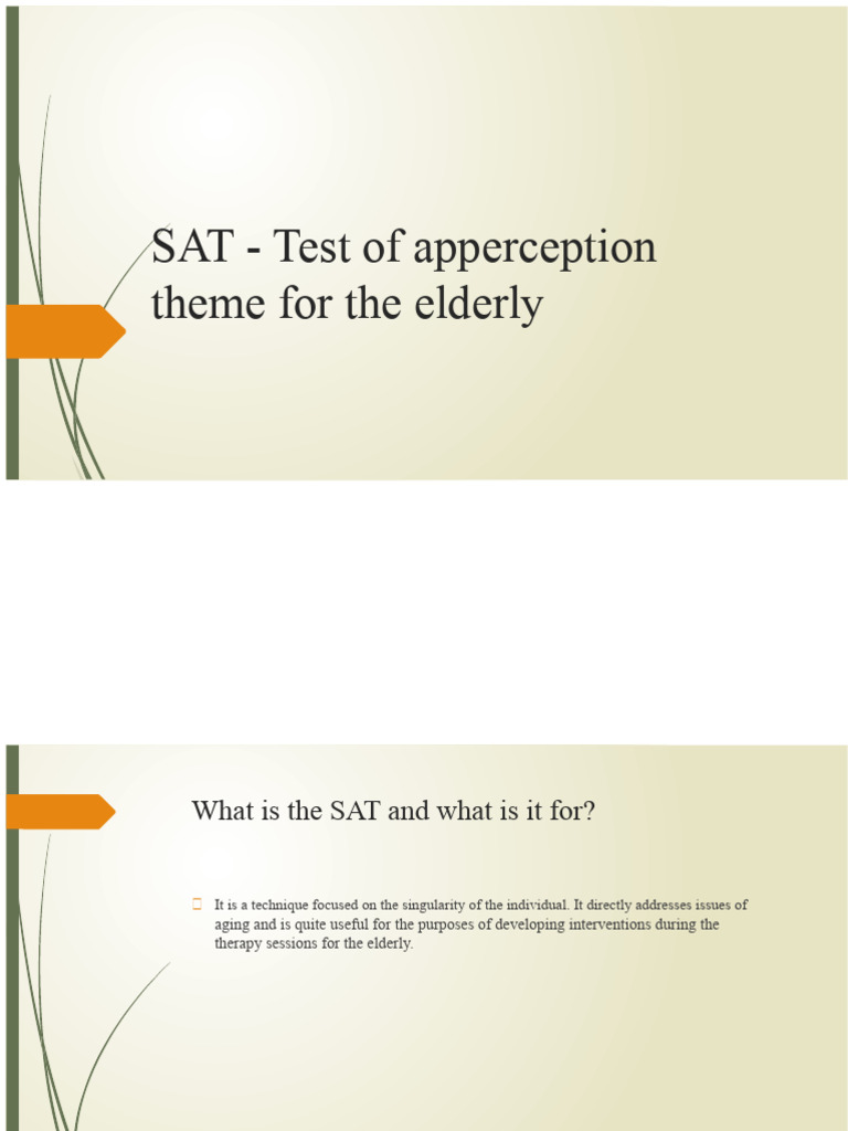 SAT - Thematic Apperception Test For The Elderly | PDF | Perception ...