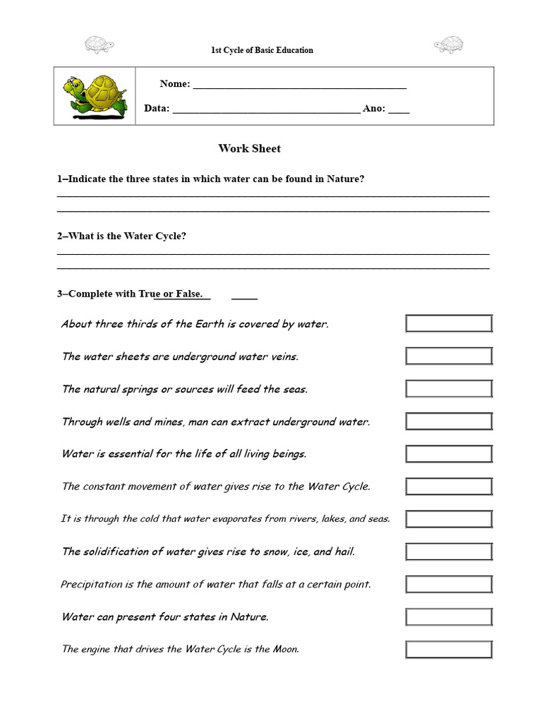 Water Cycle Study Sheet PDF | PDF