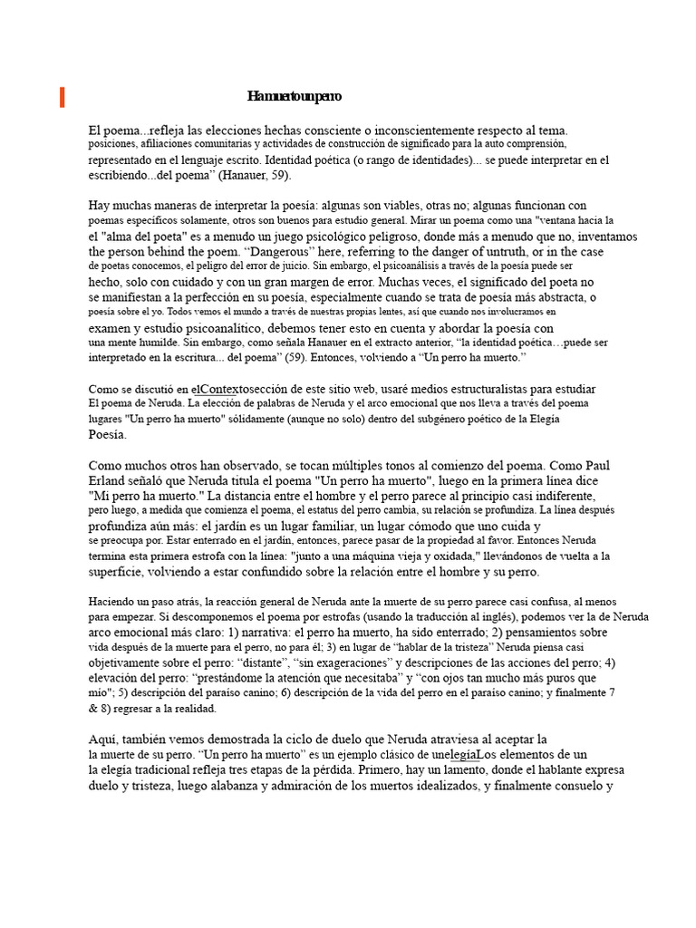 Un perro ha muerto por Pablo Neruda | PDF | Amor | Poesía