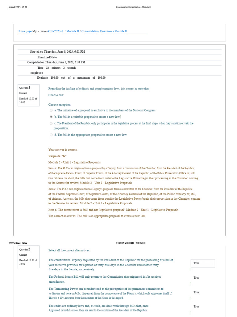 Exercises for Fixation - Module II | PDF | Bill (Law) | United States ...
