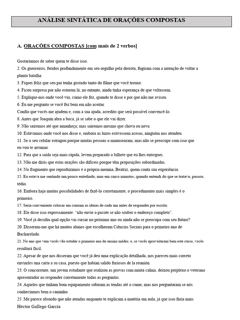 Frases compostas com subordinadas.pdf | PDF | Oração