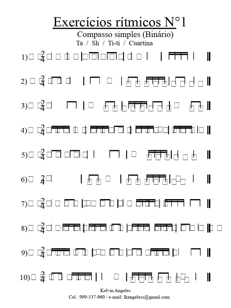Exercícios Rítmicos - Sílabas Rítmicas N.1 | PDF