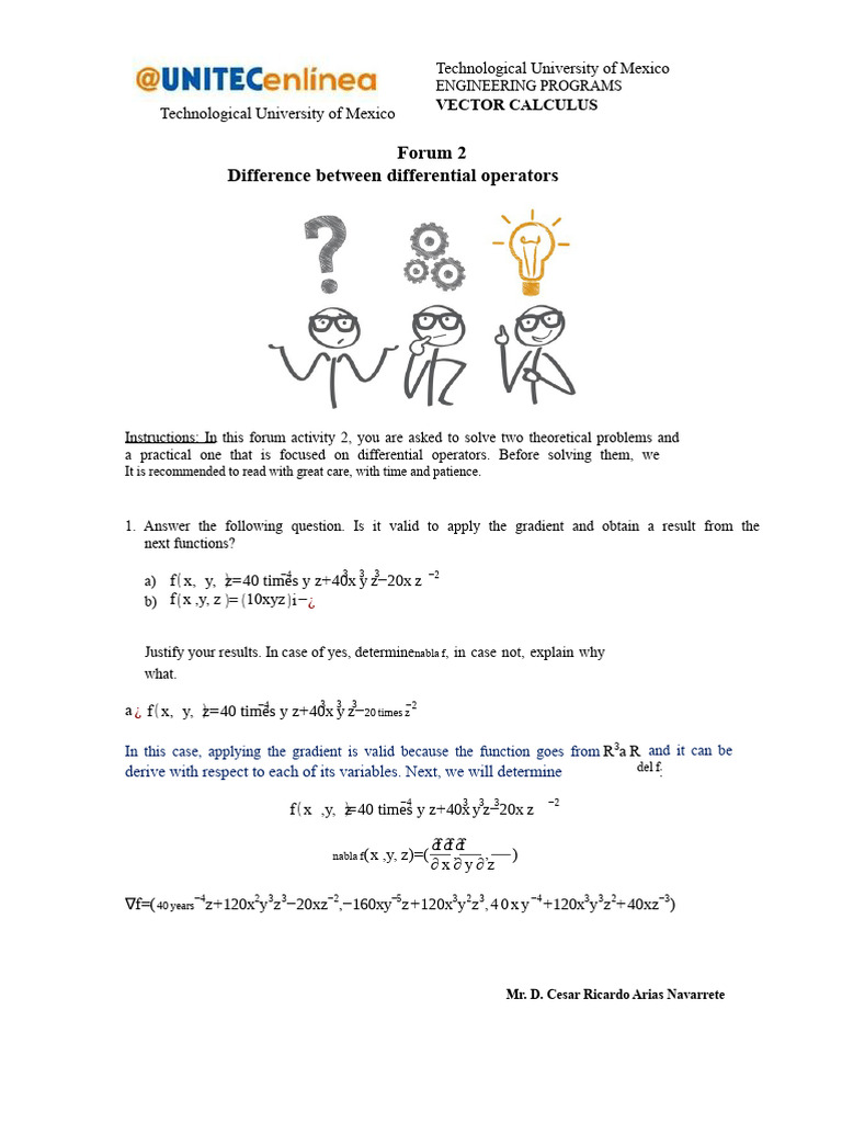 Forum 2 - Vector Calculus | PDF | Gradient | Linear Algebra