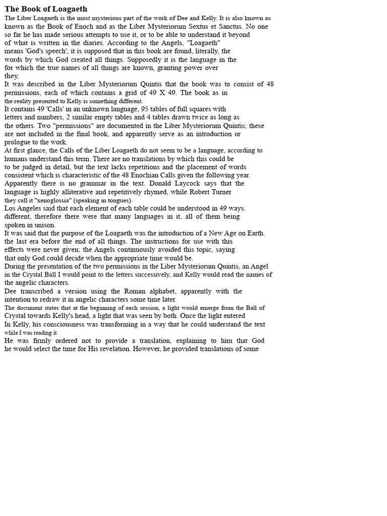 Dee, John - Liber Loagaeth | PDF | Linguistics
