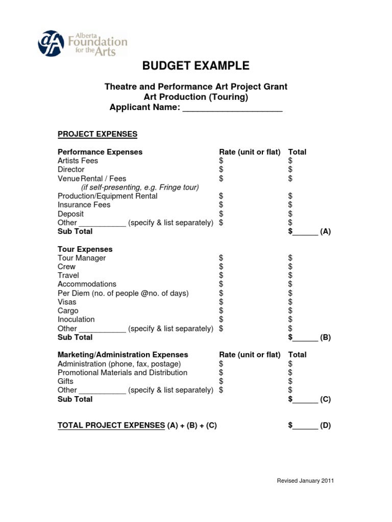 Theatre Project Budget Template | PDF | Teaching Methods & Materials ...