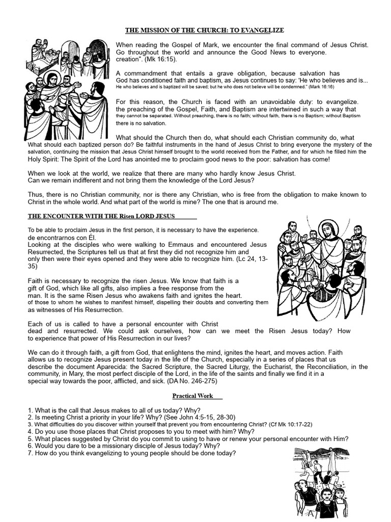 Mission sheet for evangelizing 5th grade | PDF | Baptism | Resurrection ...