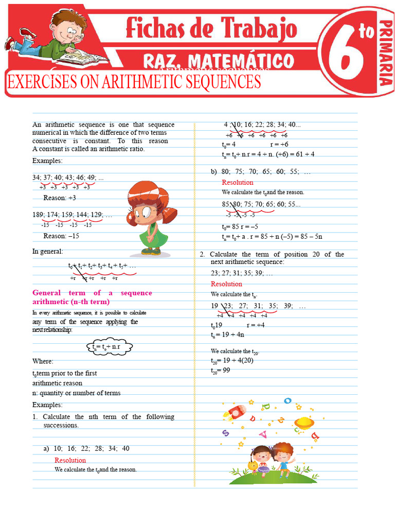 Arithmetic Sequence Exercises for Sixth Grade Elementary School | PDF | Arithmetic | Mathematics