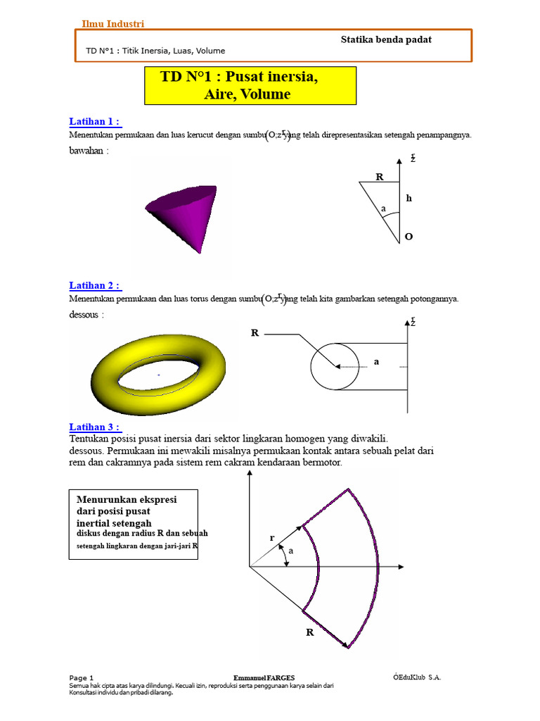04.1 TD N 1 Pusat Inersia Luas Volume | PDF