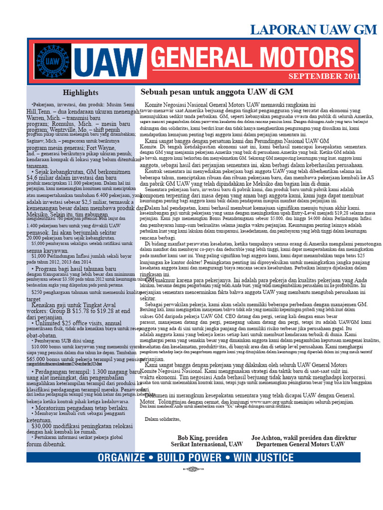 Rincian Kontrak GM UAW | PDF