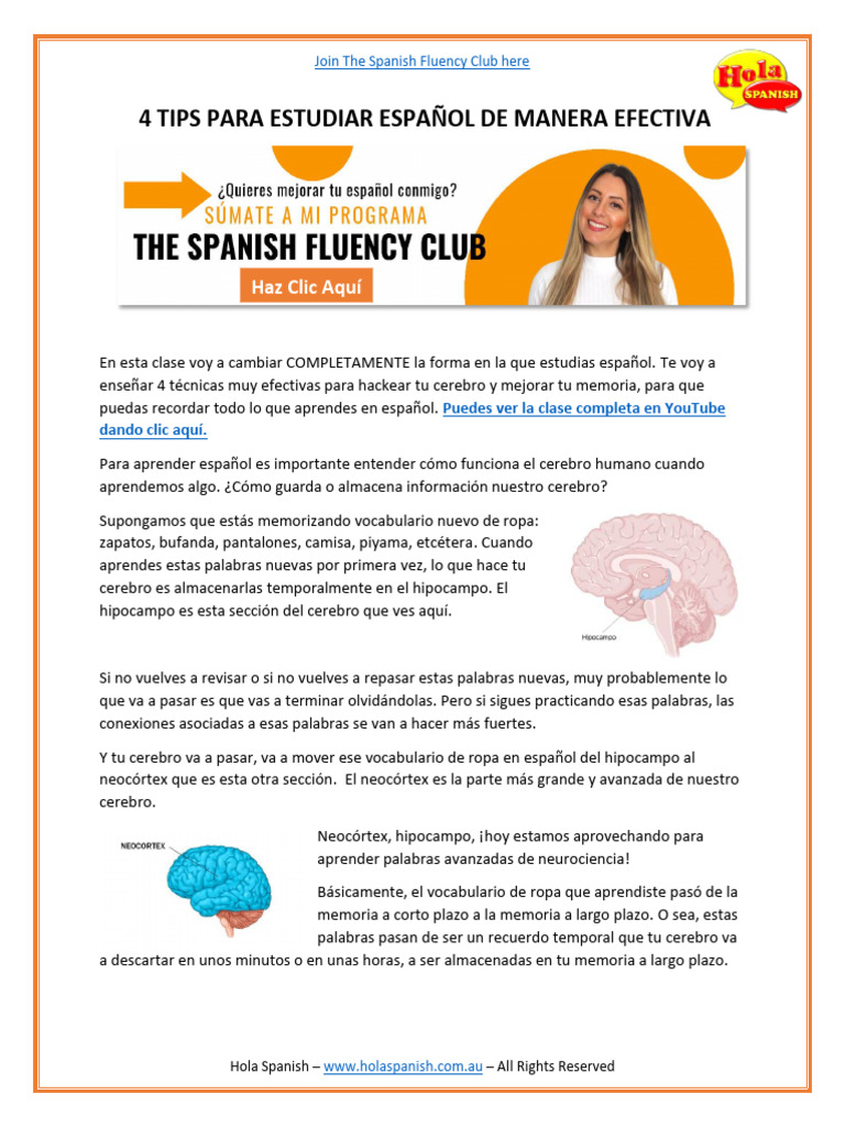 B. Romaniello - 4 Tips On How To Study Spanish Effectively | PDF ...