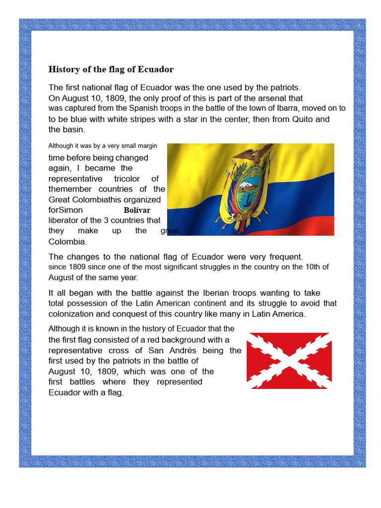 History of Ecuador's National Flag | PDF | Ecuador | Flag