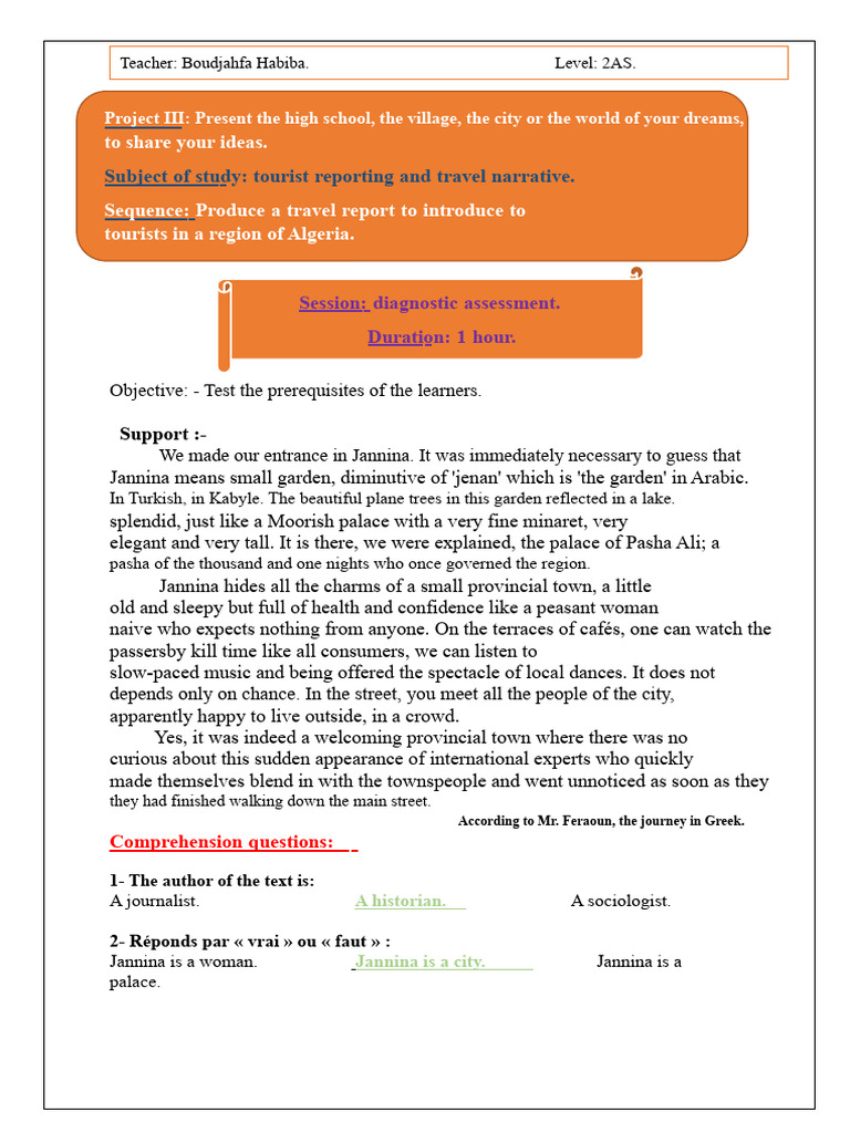 2AS Sheets (The Travel Narrative) | PDF | Senses | Clause