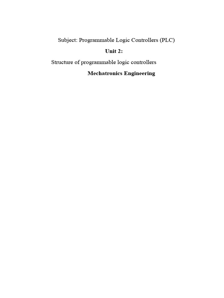 Unit 2 PLC | PDF | Programmable Logic Controller | Computer Program