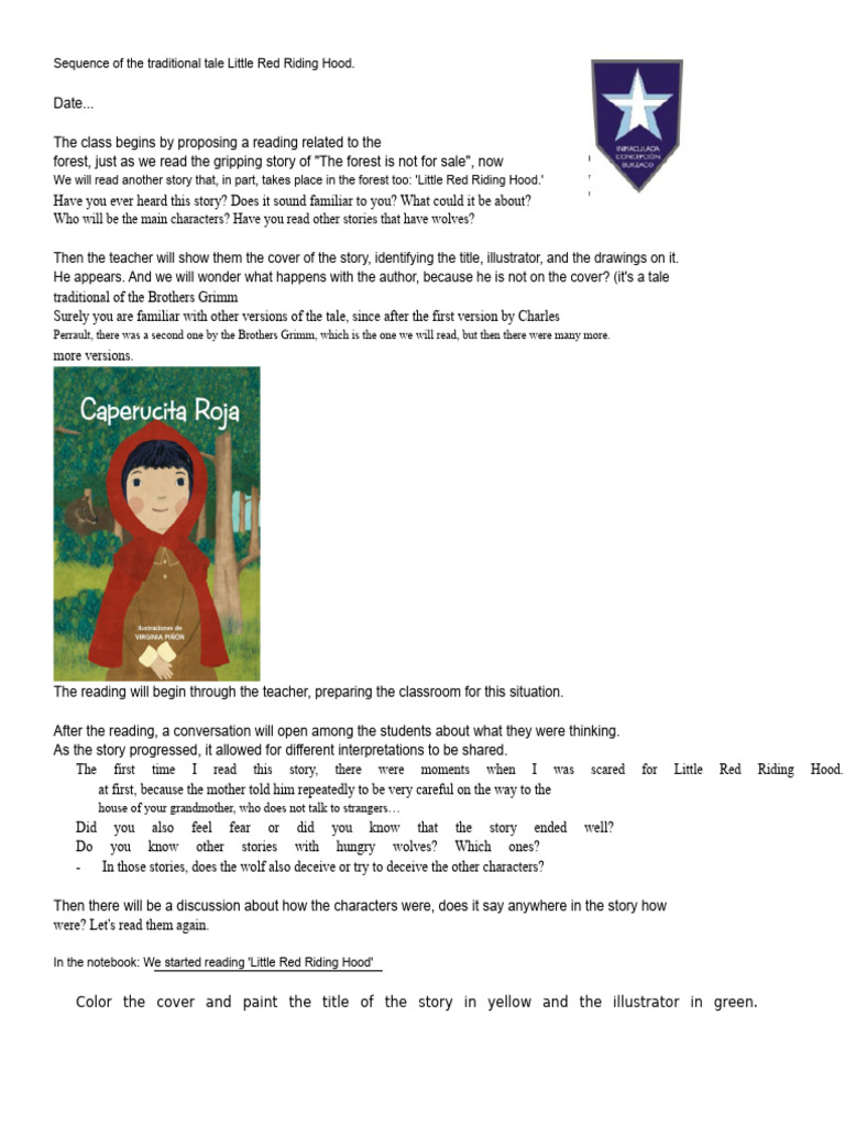 Little Red Riding Hood Classroom Activities | PDF | Little Red Riding Hood