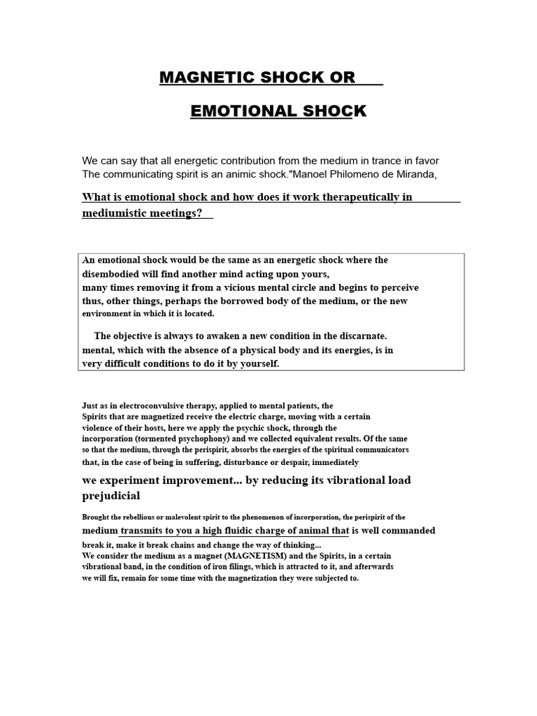 Magnetic Shock or Animic Shock | PDF | Suffering | Mediumship