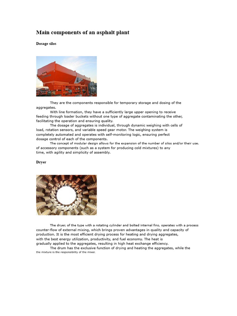 Key Components of Asphalt Plants | PDF | Combustion | Fuels