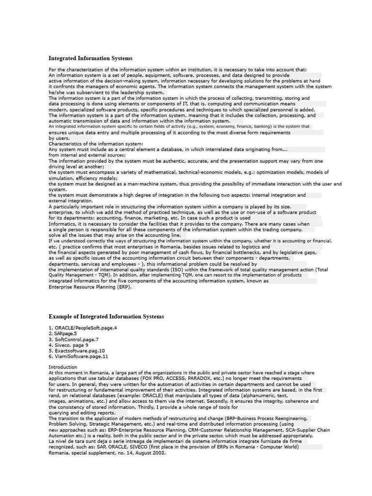 Integrated Information Systems Overview | PDF | Information System | System