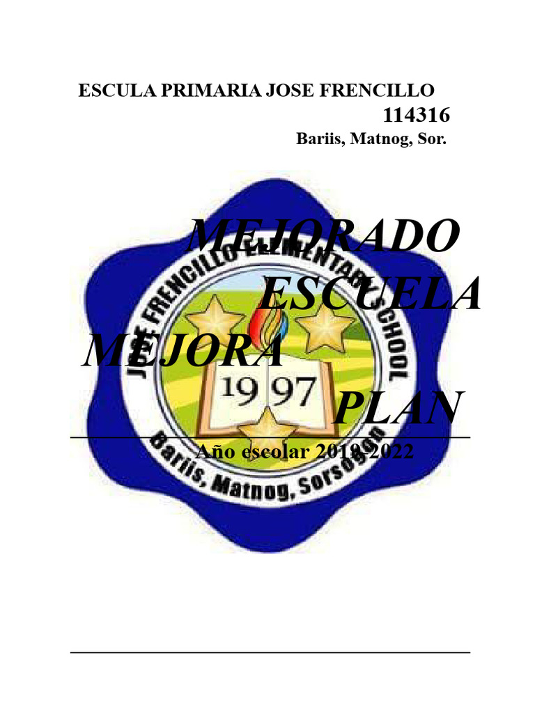 Plan de Mejora Escolar de La Escuela Primaria Jose Frencillo | PDF ...