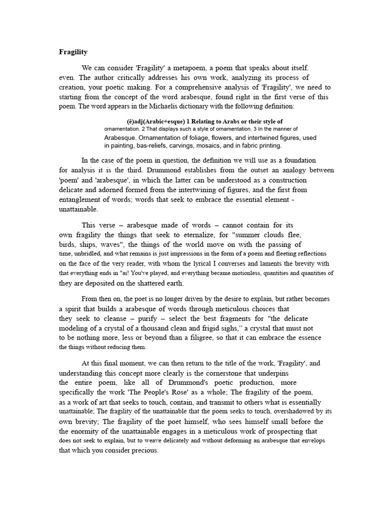 Analyzing the Poem "Fragility" | PDF | Poetry