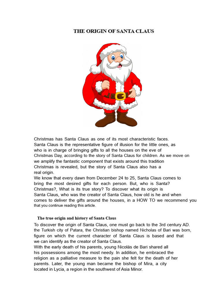 The Origin of Santa Claus | PDF | Santa Claus | Christmas