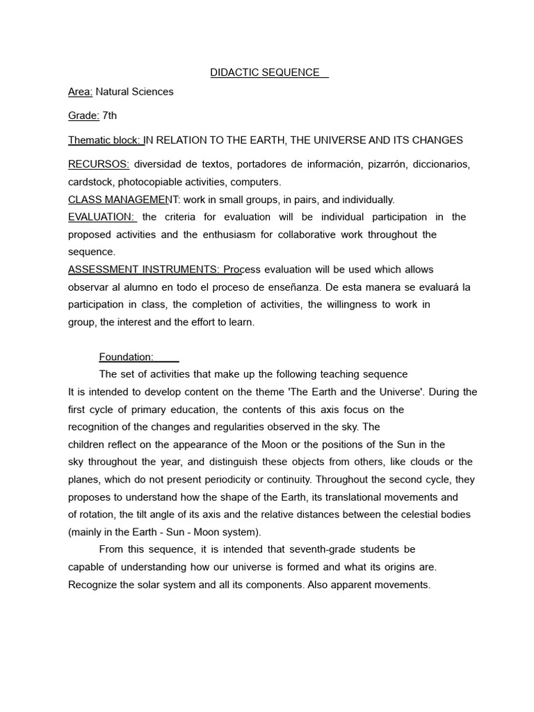 Teaching Sequence on Earth and Universe | PDF | Moon | Planetary Science