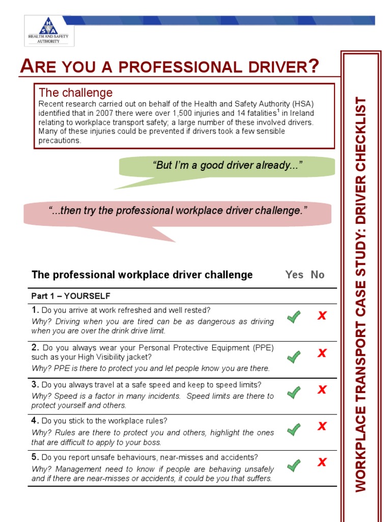 Driver Checklist | PDF | Traffic Collision | Personal Protective Equipment