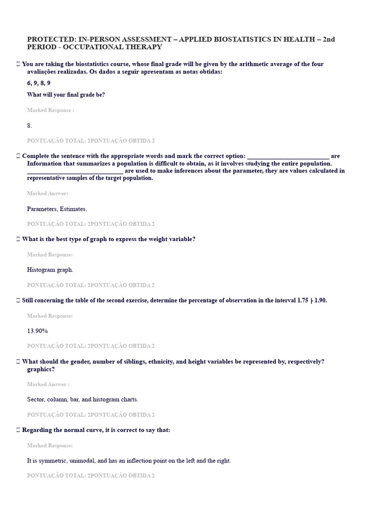 PRESENTIAL ASSESSMENTS OCCUPATIONAL THERAPY 2nd P | PDF | Student's T ...