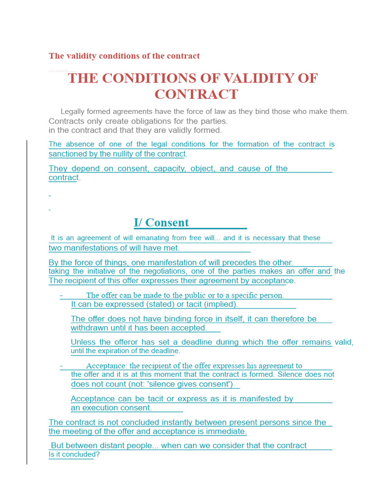 Conditions for Validity of Contracts | PDF | Fraud | Private Law