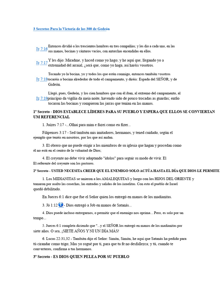 3 Secretos para La Victoria de Los 300 de Gedeón | PDF | Contenido ...