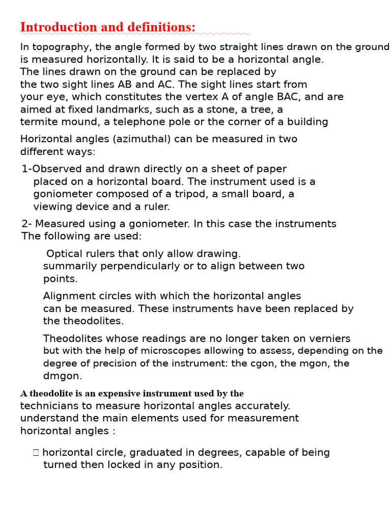 Measurement of Horizontal Angles | PDF | Angle | Elementary Geometry