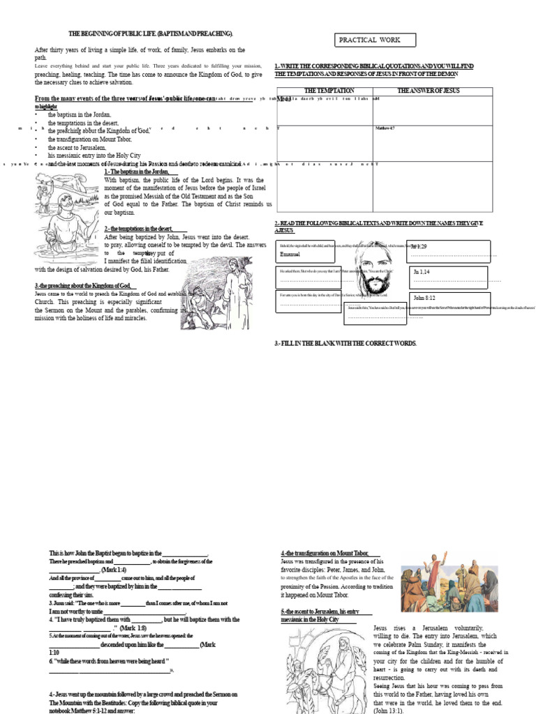 Beginning of Jesus' Public Life 2018 | PDF | Jesus | Baptism