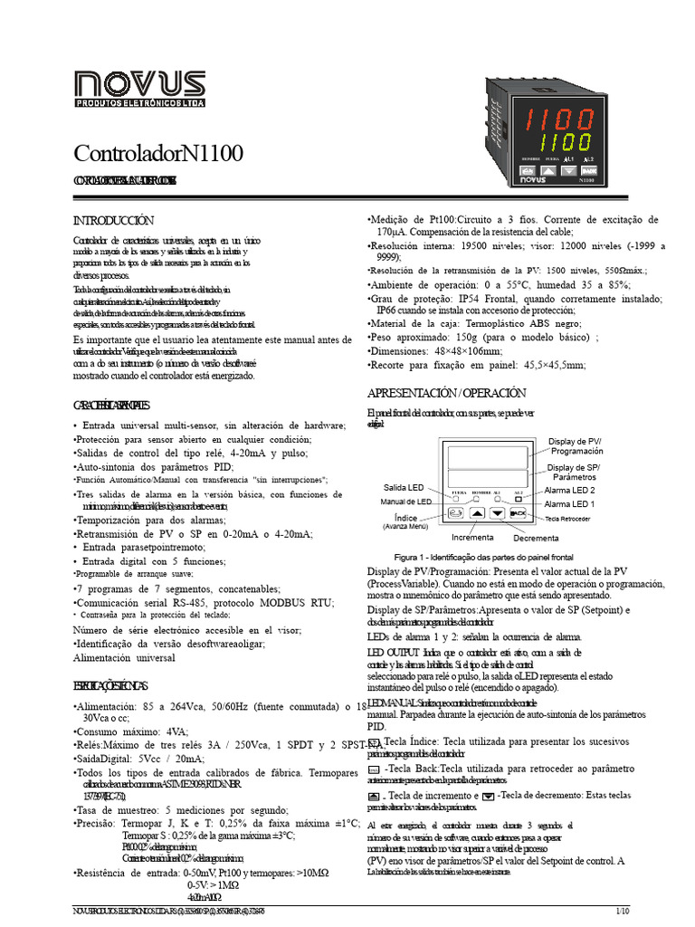 Controlador Universal N1100: Manual y Especificaciones | PDF | Par ...