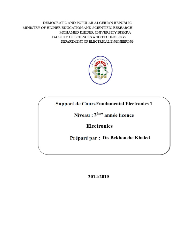 Polycopy Bekhouche Khaled | PDF | Diode | Rectifier