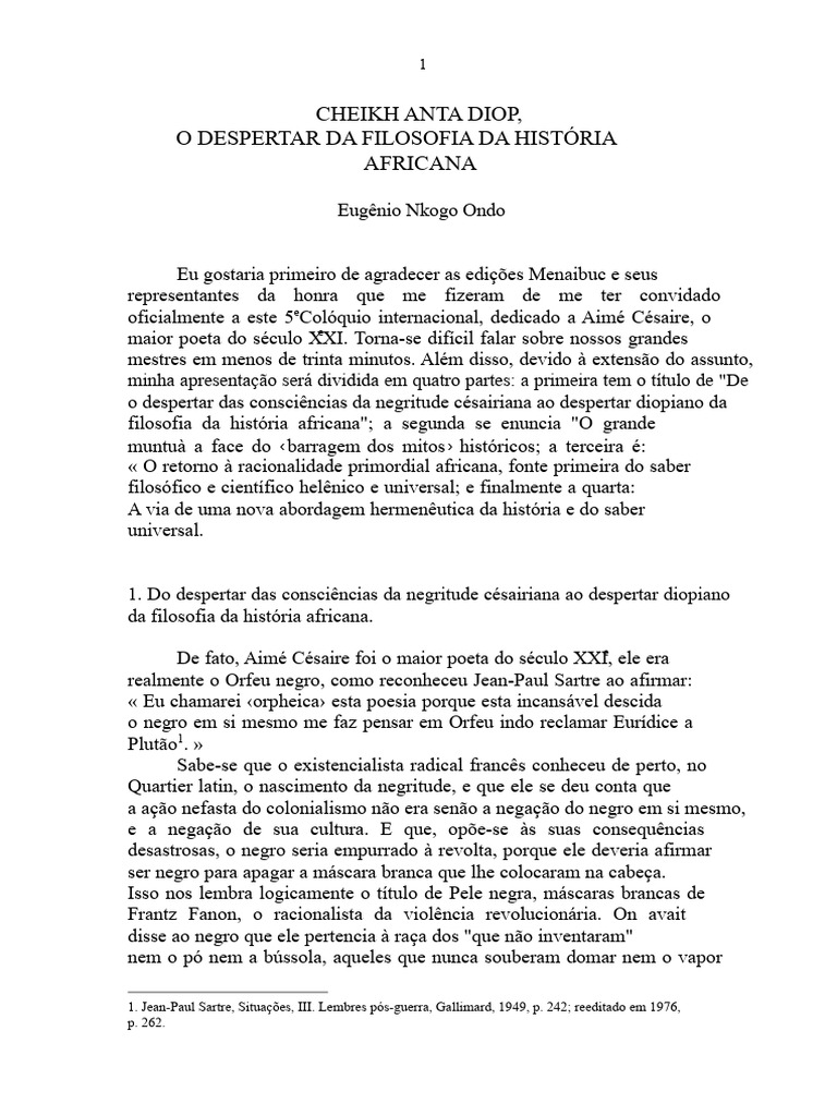 Cheikh Anta Diop (1) | PDF | Antigo Egito | Logotipos