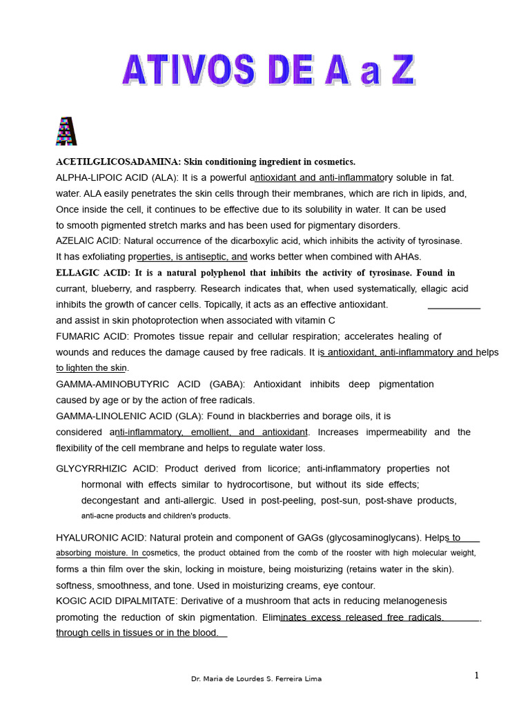 Glossary of Active Ingredients | PDF | Antioxidant | Skin