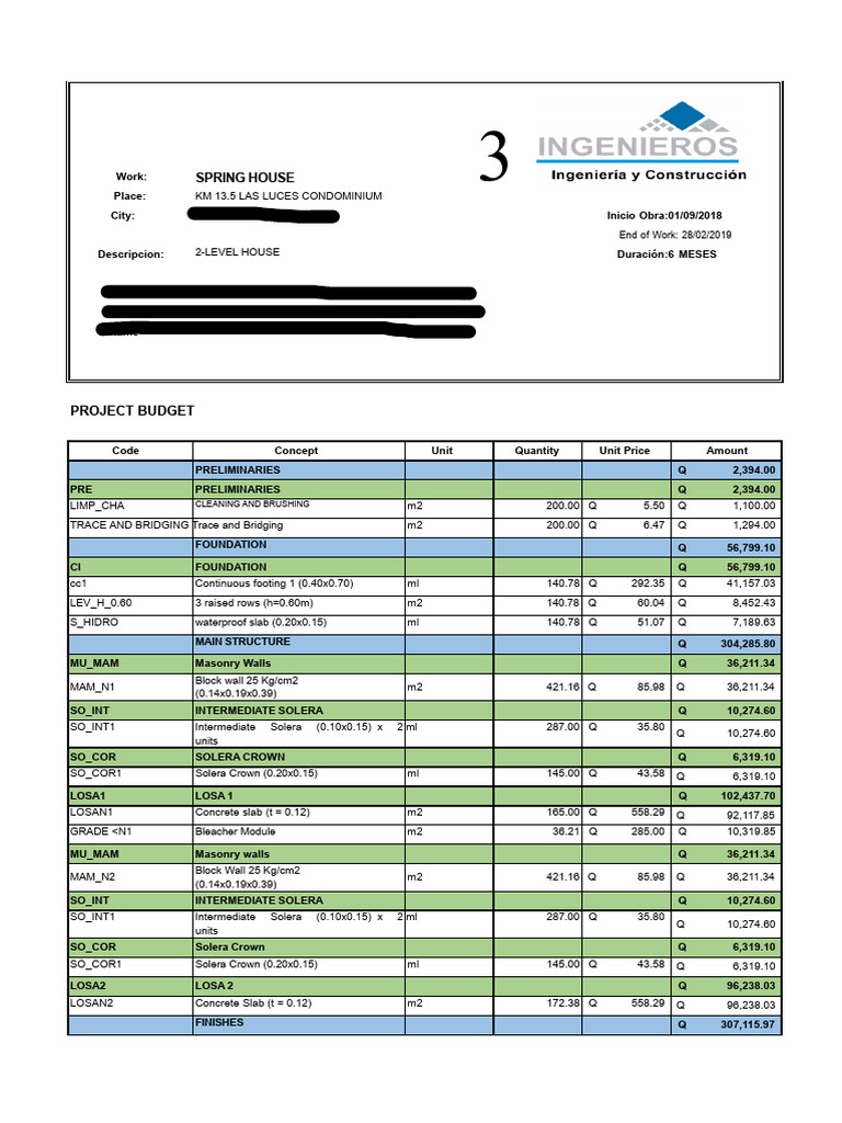 Example of Cost Integration | PDF | Building Engineering | Masonry