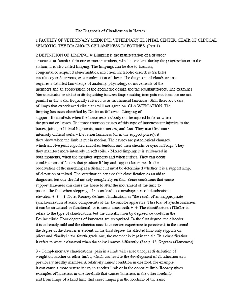 The Diagnosis of Lameness in Horses | PDF | Foot | Anatomical Terms Of ...