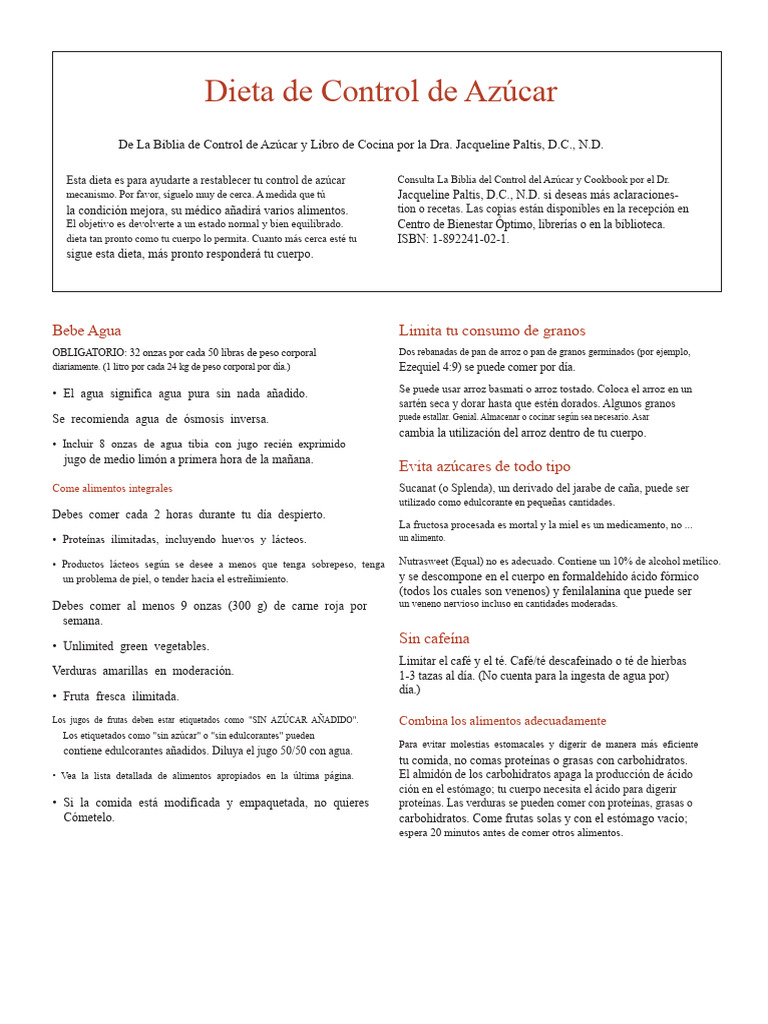Dieta Efectiva para Controlar el Azúcar | PDF | Alimentos | Dieta