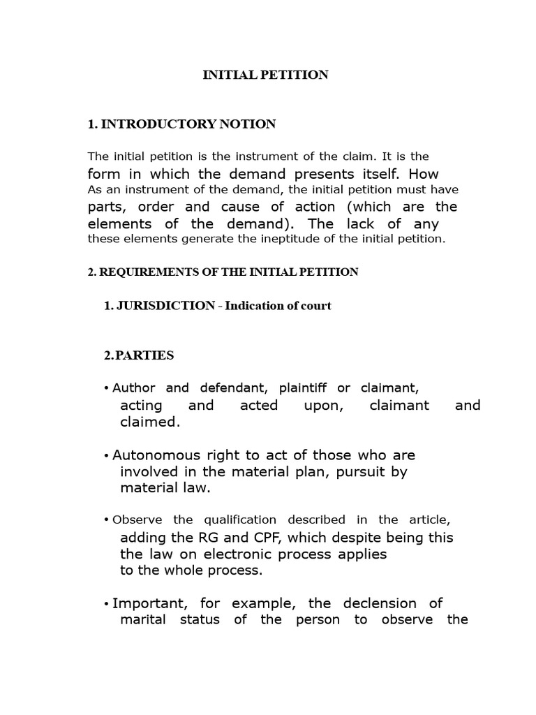 Class 1 Initial Petition New Civil Procedure Code | PDF | Market ...