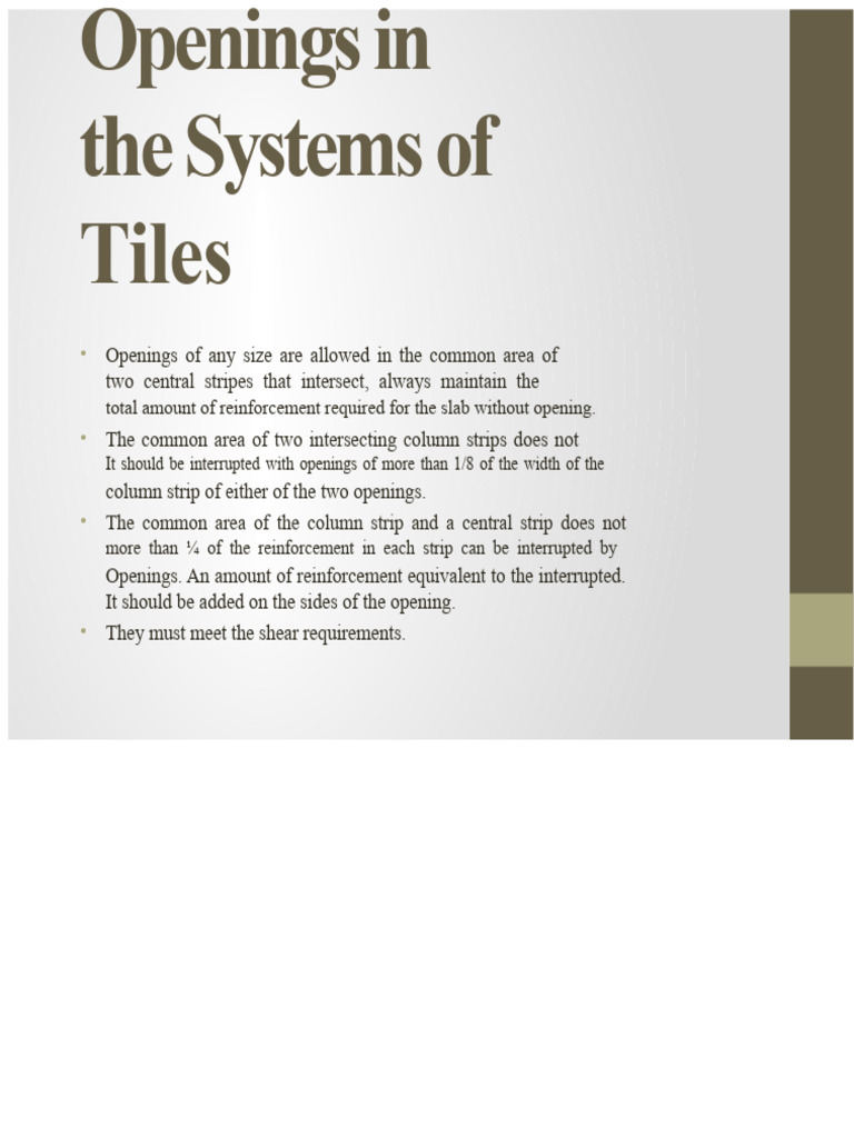 Openings in Slab Systems | PDF | Beam (Structure) | Column