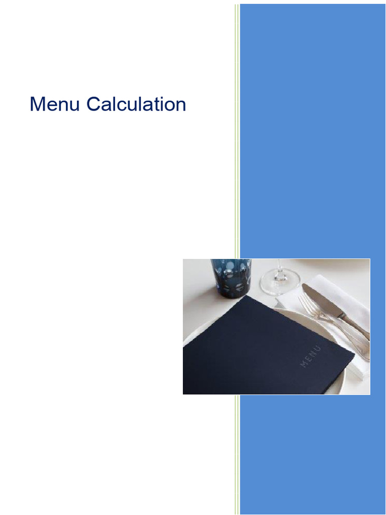 Menu Calculation.pdf | PDF | Menu | Salad