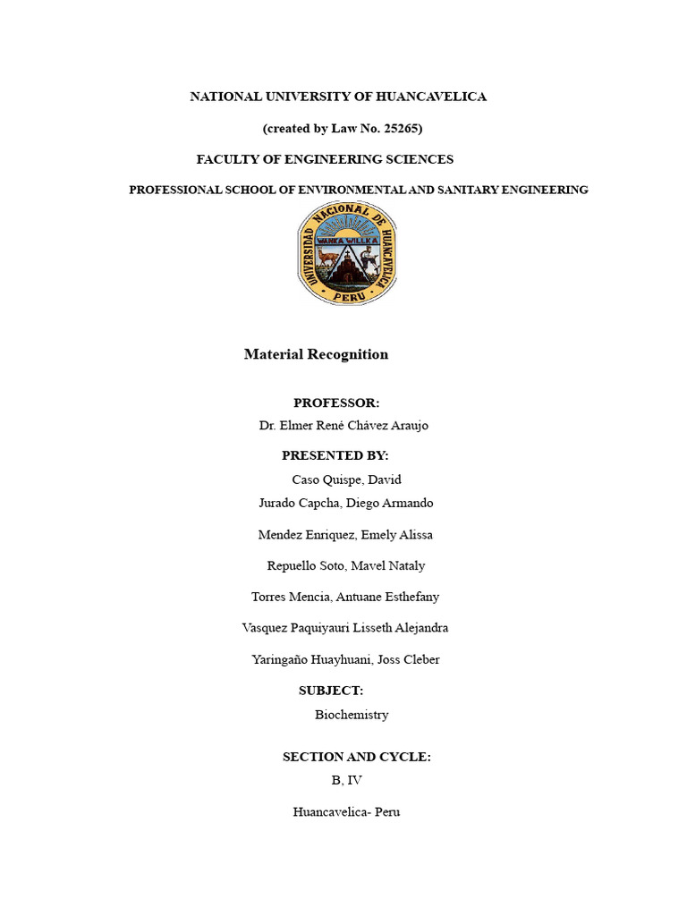 Inf No. 1 Material Recognition | PDF | Volume | Liquids