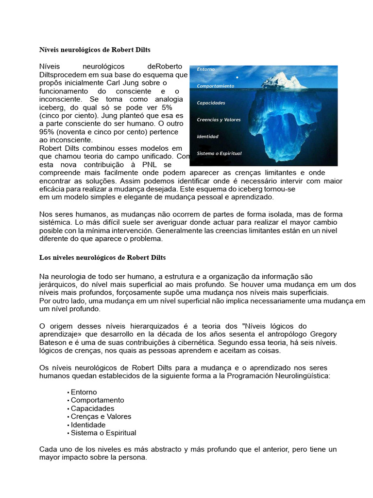 Níveis Neurológicos de Robert Dilts | PDF
