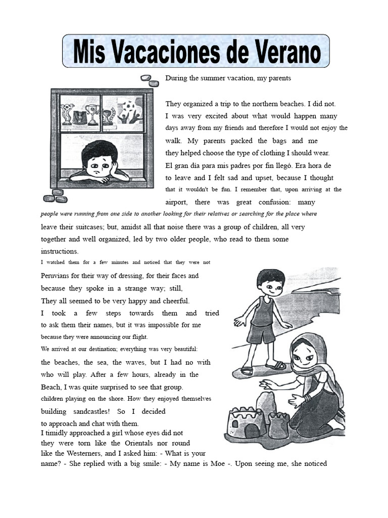 My Summer Vacation Worksheet For Third Grade | PDF