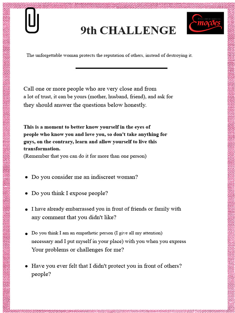 Self-Reflection Challenge Questions | PDF