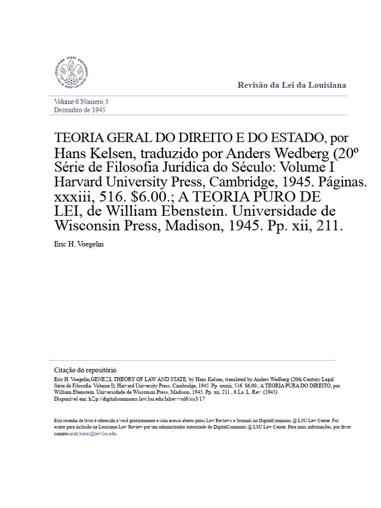 Resenha: Teoria Geral do Direito de Kelsen | PDF