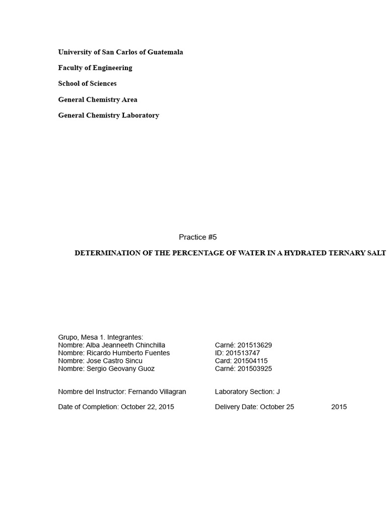 REPORT 5 QG Usac | PDF | Mole (Unit) | Salt (Chemistry)