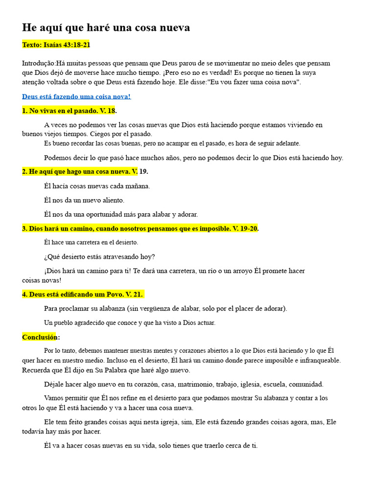 He Aquí Que Haré Una Cosa Nueva | PDF