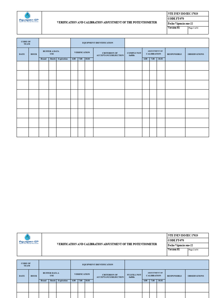 Potentiometer Calibration Guide | PDF | Verification And Validation ...