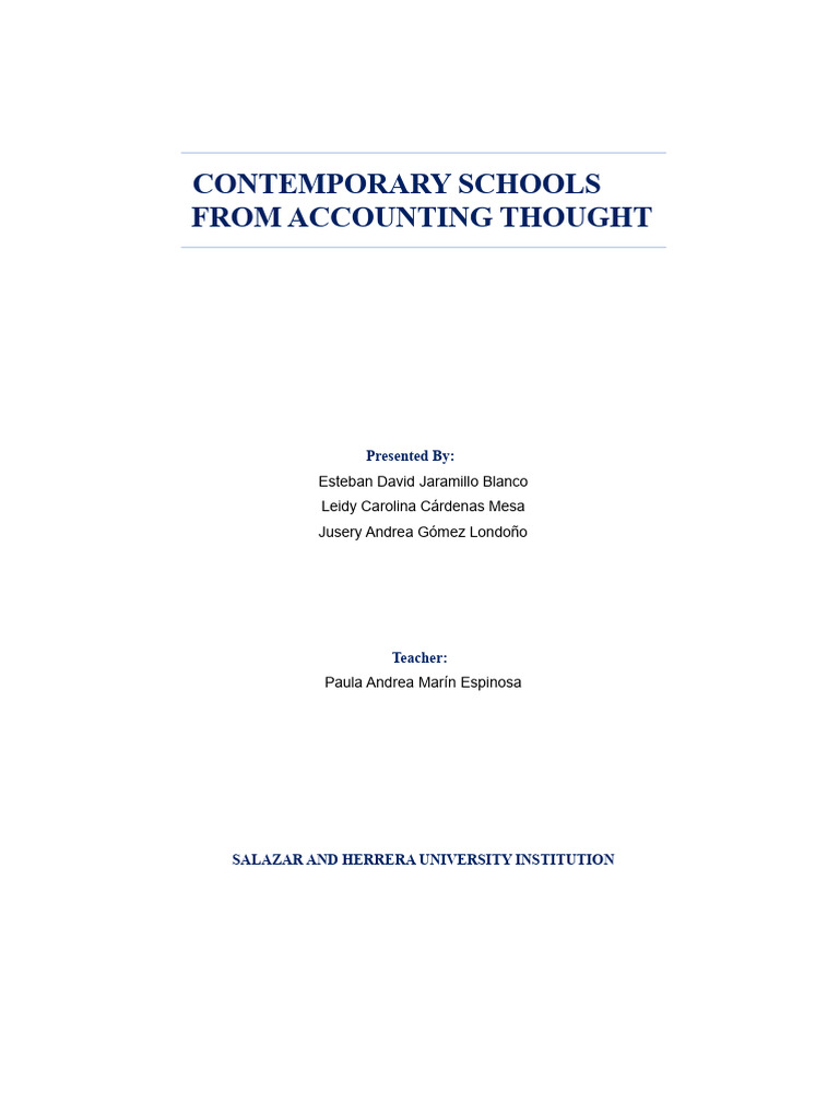 Contemporary Schools of Accounting Thought | PDF | Information ...